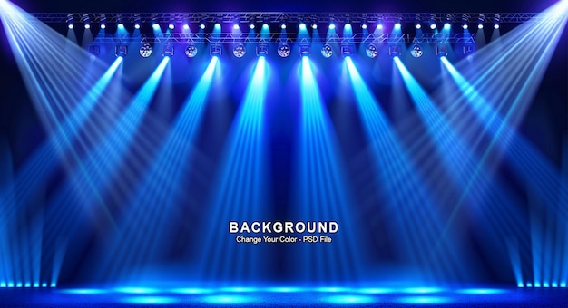 Premium PSD | A blue light illuminates the stage with three rows of ... Premium PSD | A blue light illuminates the stage with three rows of ...