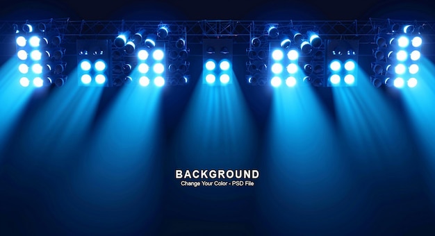 Premium PSD | A blue light illuminates the stage with three rows of ... Premium PSD | A blue light illuminates the stage with three rows of ...