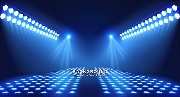 Premium PSD | A blue light illuminates the stage with three rows of ... Premium PSD | A blue light illuminates the stage with three rows of ...