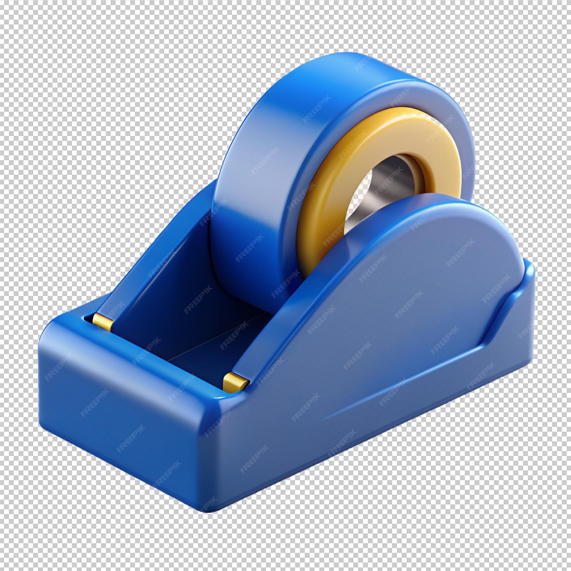 Blue Scotch Tape Dispenser Isolated On White Background With Clipping Path Premium Ai