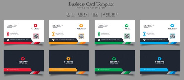 Premium Psd Business Card Template 4 Color Variations