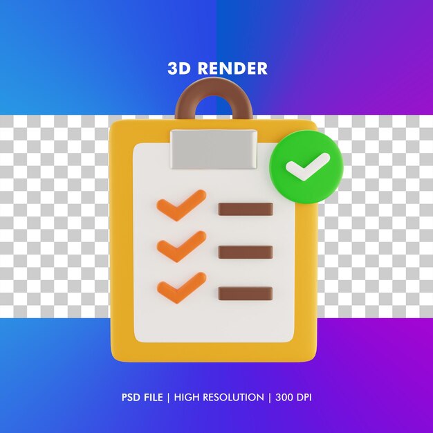 Premium PSD | Checklist clipboard illustration 3d render isolated ... Premium PSD | Checklist clipboard illustration 3d render isolated ...