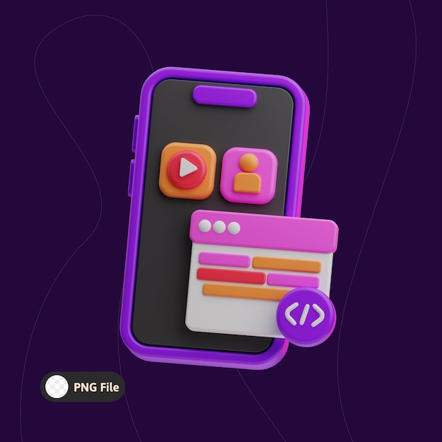 Premium PSD | Coding App Development illustration 3d Premium PSD | Coding App Development illustration 3d