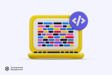 Premium PSD | Coding icon on computer programming development icon 3d ...