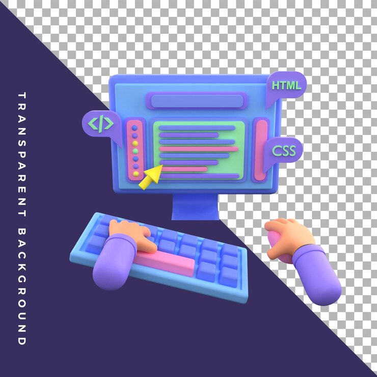 Premium PSD | Coding programmer programming hand gesture computer 3d