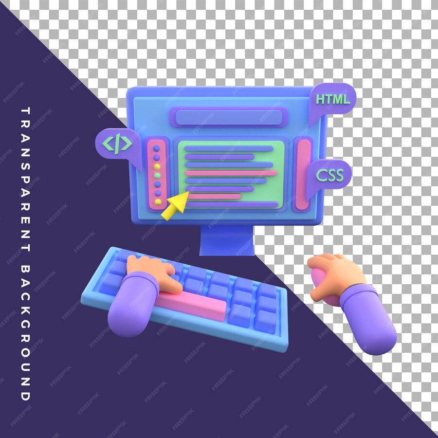 Premium PSD | Coding programmer programming hand gesture computer 3d