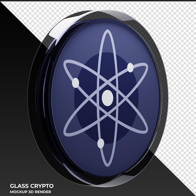 Premium PSD | Cosmos atom glass crypto coin 3d illustration Premium PSD | Cosmos atom glass crypto coin 3d illustration