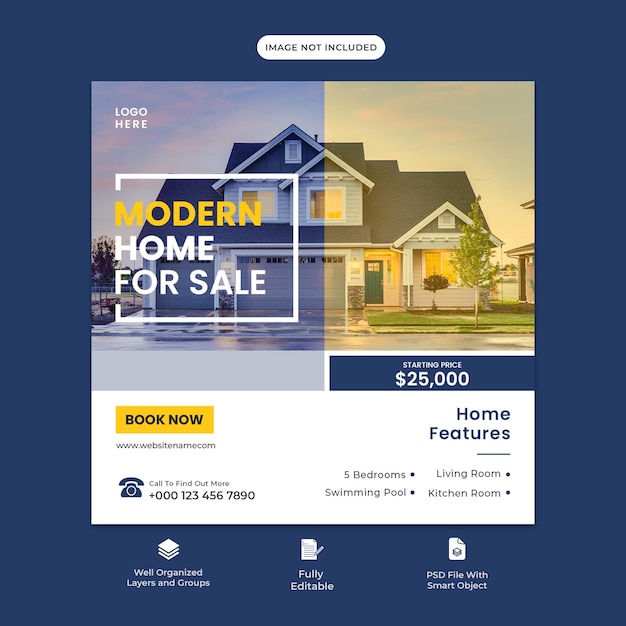 Premium PSD | Creative real estate social media post design template Premium PSD | Creative real estate social media post design template