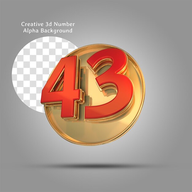Premium PSD | Creative red 3d number 43 Premium PSD | Creative red 3d number 43