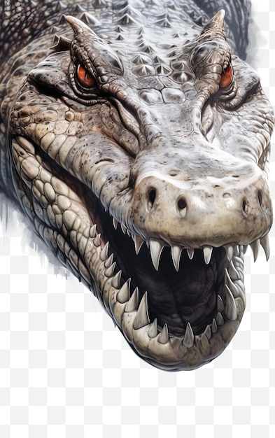 Premium PSD | Crocodile portrait on transparent background Premium PSD | Crocodile portrait on transparent background