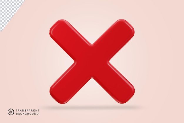 Premium PSD | Cross icon rejection symbol icon 3d render Premium PSD | Cross icon rejection symbol icon 3d render