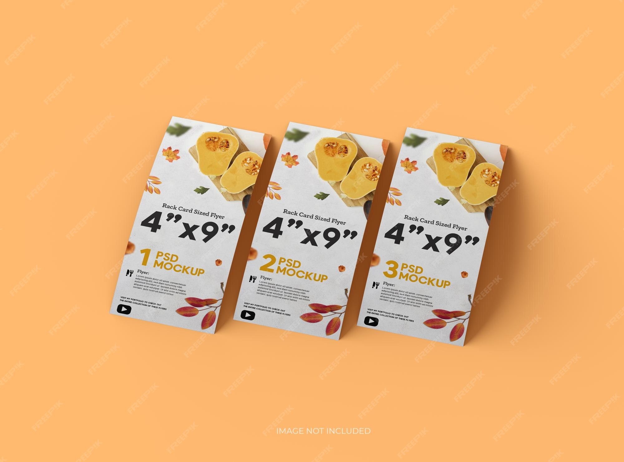 디자인 3d 렌더링을 제공하기 위해 사용자 정의 가능한 4x9 랙 카드 크기 전단지 모형 프리미엄 Psd 파일