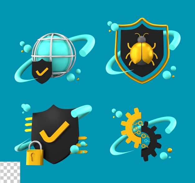 Premium Psd Cyber Security 3d Icon Pack