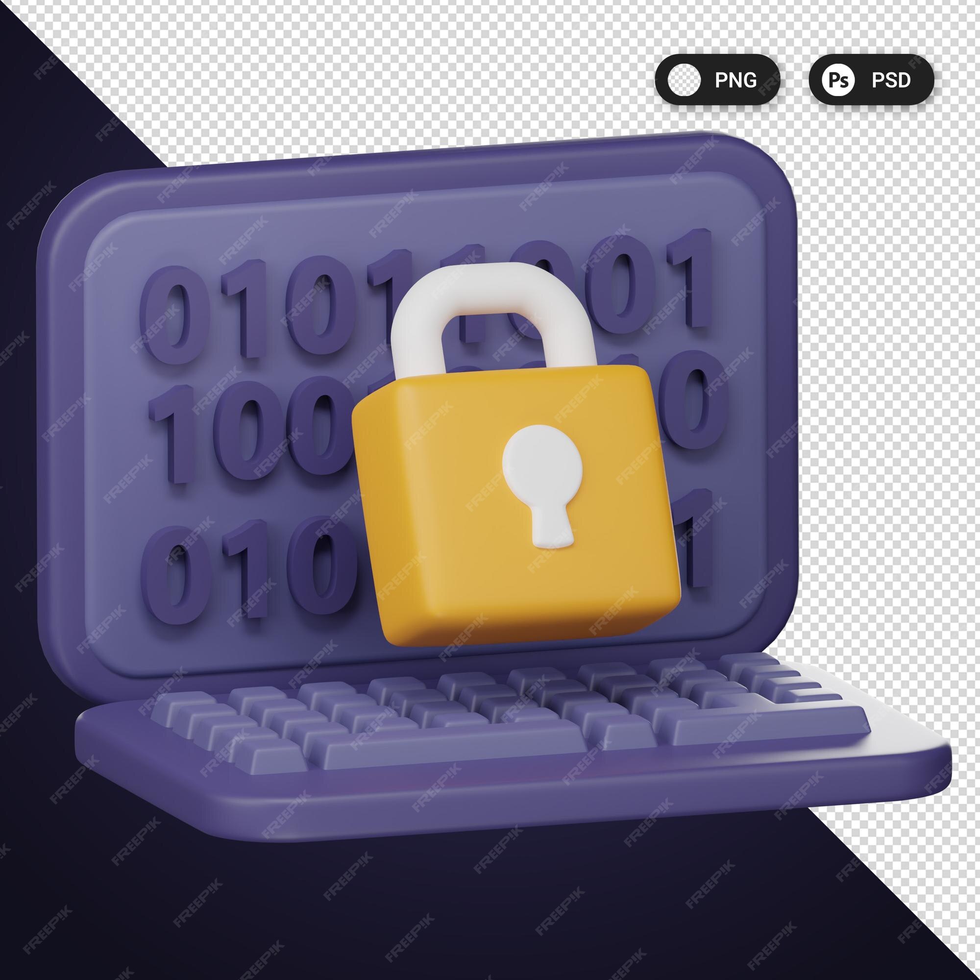 Premium PSD | Data encryption cyber security icons set ux ui web design elements 3d rendering