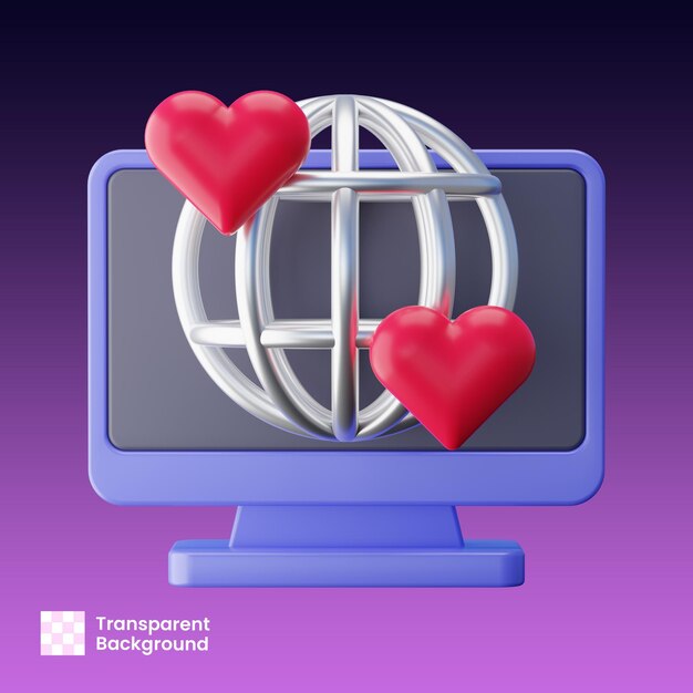 Premium PSD | Dating Virtual Relationship 3D Illustration Premium PSD | Dating Virtual Relationship 3D Illustration