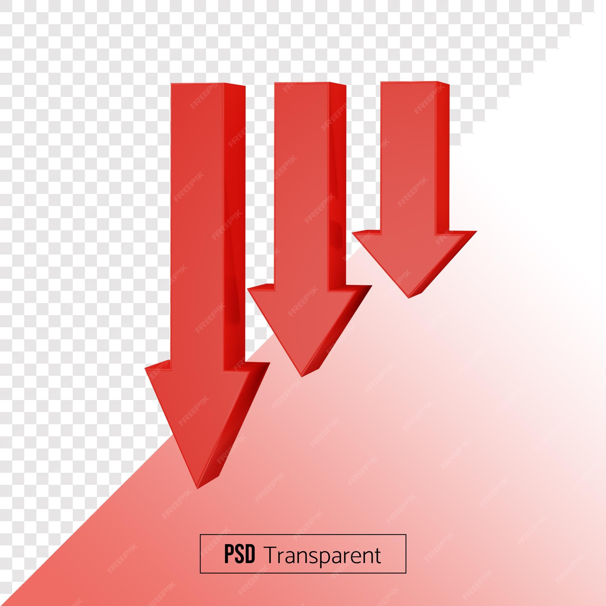 Premium PSD | Decrease arrows 3d rendering