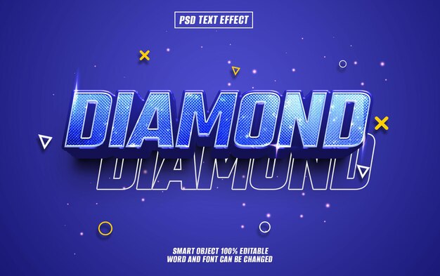 Premium PSD | Diamond text effect font editable typography 3d text Premium PSD | Diamond text effect font editable typography 3d text