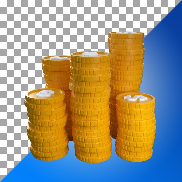Dollar munten stapelen 3d pictogram | Premium PSD Dollar munten stapelen 3d pictogram | Premium PSD