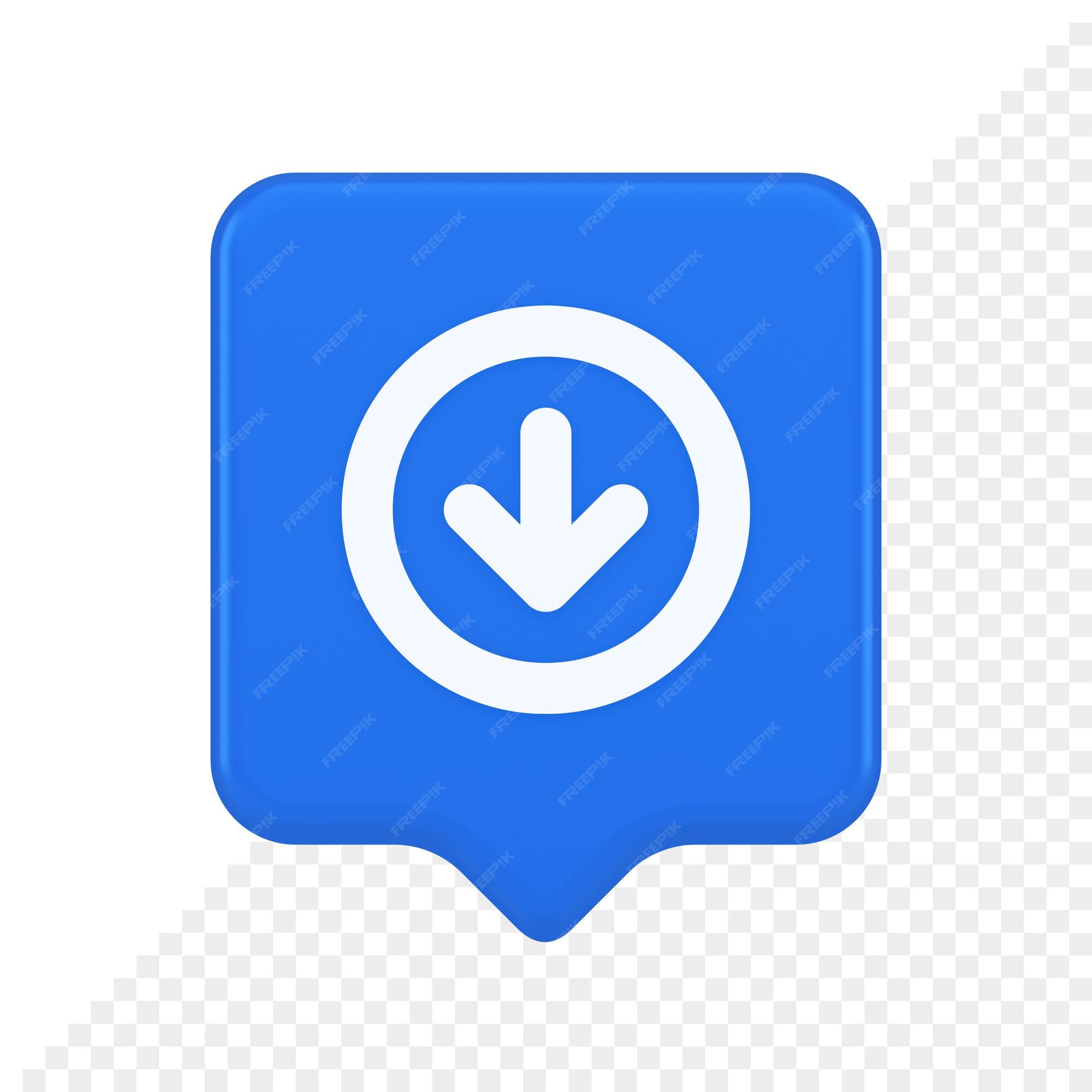 Premium Psd Down Arrow Circle Frame Button Web Interface Pointer Navigation App 3d Realistic