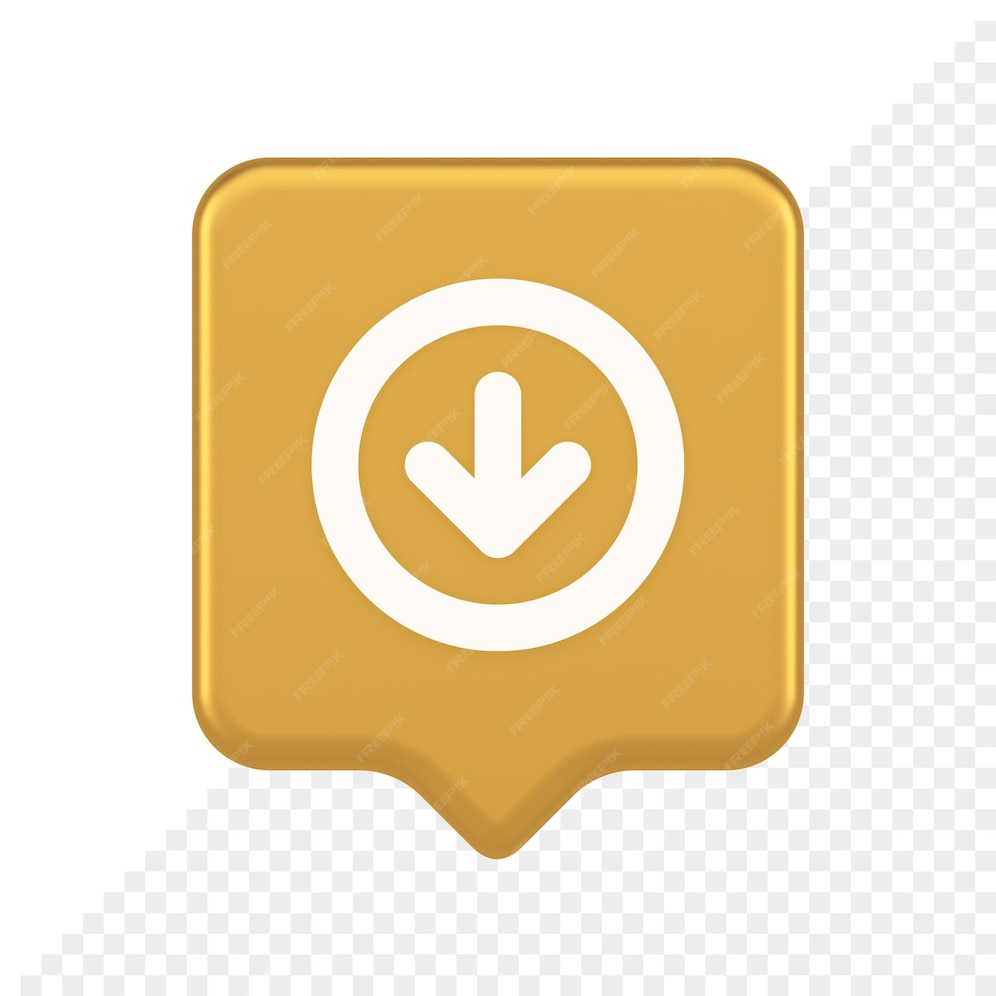 Premium Psd Down Arrow Circle Frame Button Web Interface Pointer Navigation App 3d Realistic