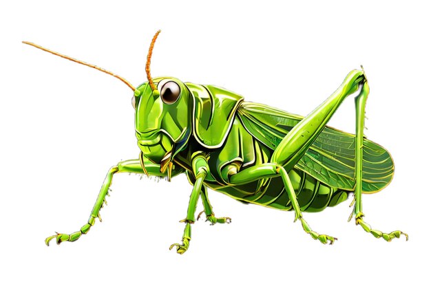 A Drawing Of A Green Grasshopper With A Large Black Eye Premium Ai Generated Psd