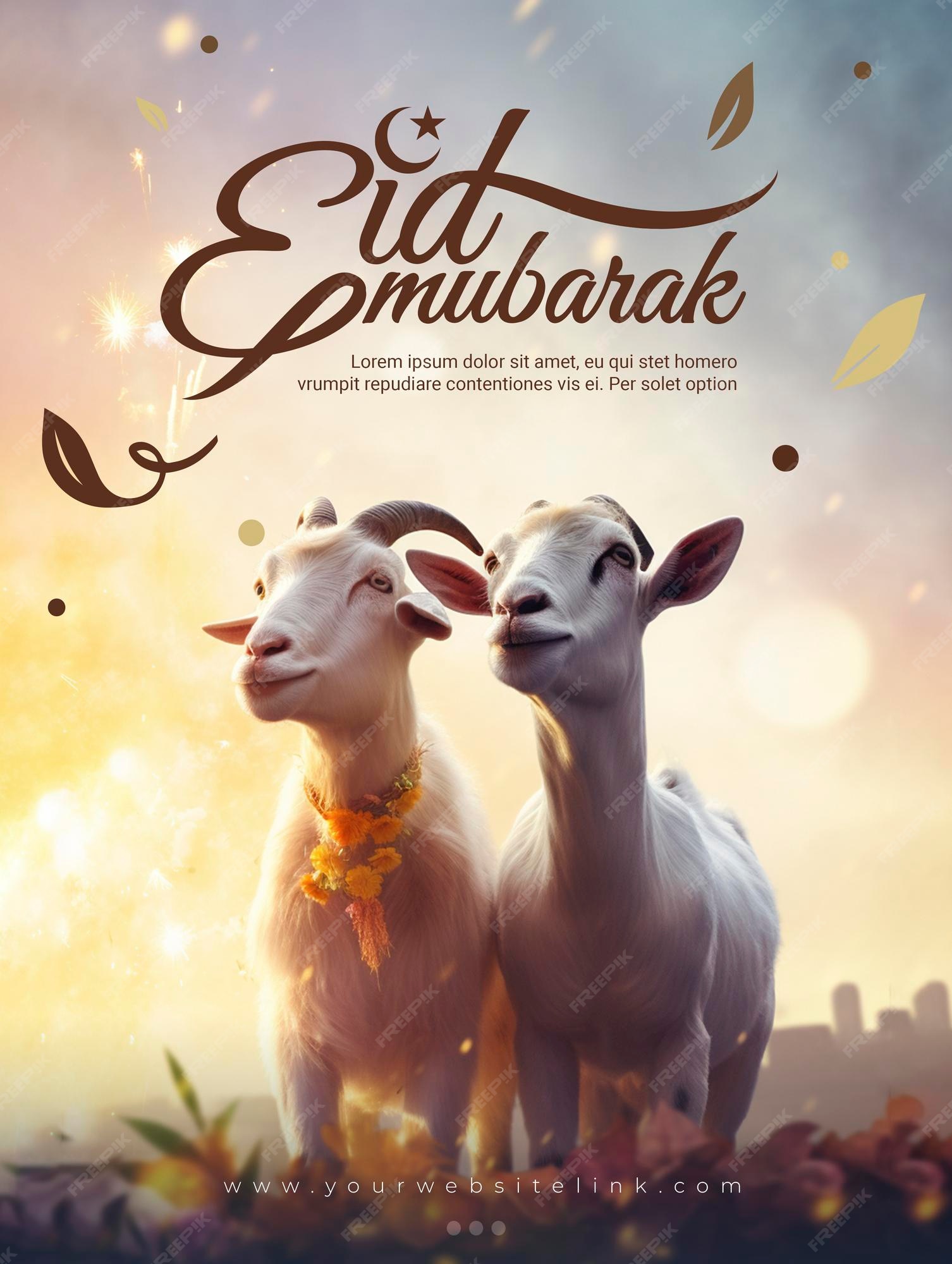 Premium Psd Eid Al Adha Mubarak Islamic Festival Goats Social Media
