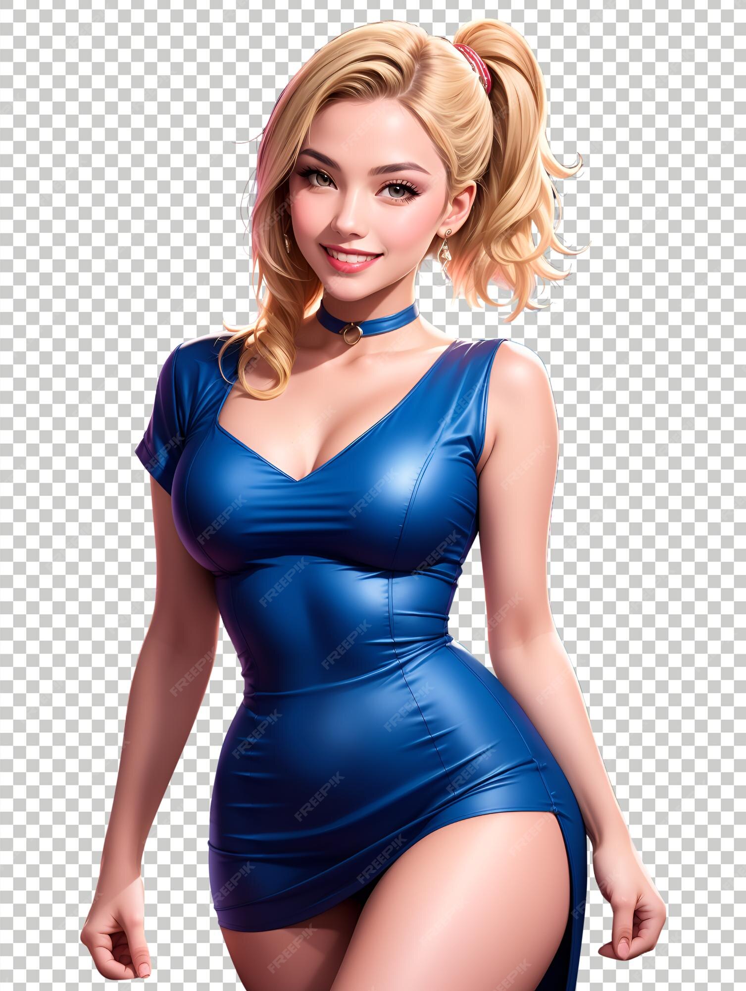 Premium Psd Elegant Sexy Luxury Well Dressed Anime Art Style Girl Character At Clean Background