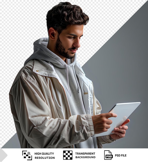 Premium PSD | Enjoying the benefits of tablet technology a handsome ... Premium PSD | Enjoying the benefits of tablet technology a handsome ...