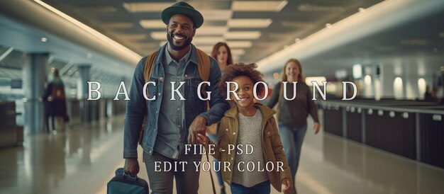 Premium PSD | Family having fun going on holiday Premium PSD | Family having fun going on holiday