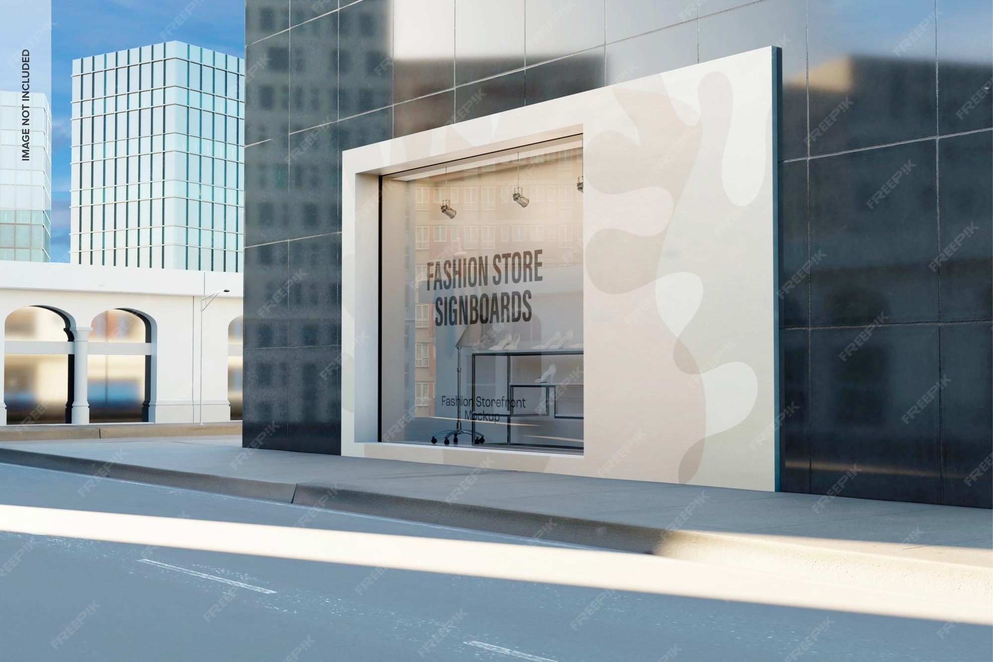 Premium PSD | Fashion storefront mockup, perspective Premium PSD | Fashion storefront mockup, perspective