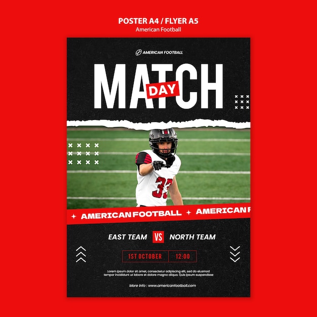 Premium PSD | Flat design american football poster Premium PSD | Flat design american football poster