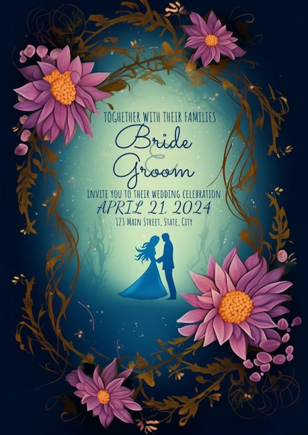 Premium PSD | Floral wedding invitation template Premium PSD | Floral wedding invitation template