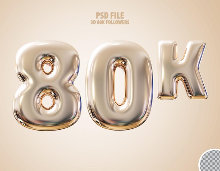 Premium Psd Follower 80k 3d Golden Luxury Render