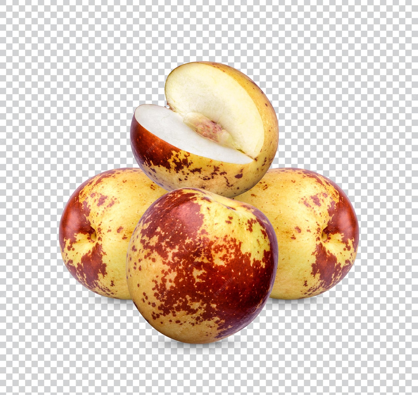 Premium PSD | Fresh jujube with leaves isolated permium psd Premium PSD | Fresh jujube with leaves isolated permium psd