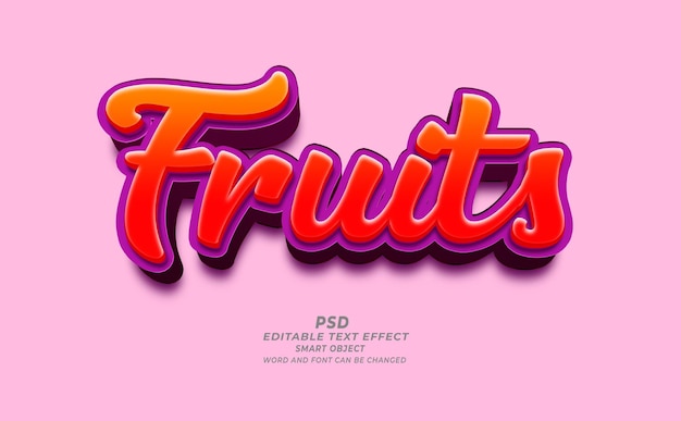 Premium PSD | Fruits PSD 3D Editable Text Effect Premium PSD | Fruits PSD 3D Editable Text Effect