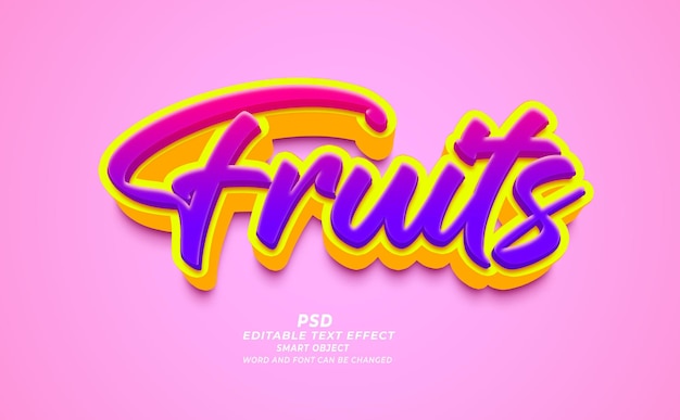 Premium PSD | Fruits PSD 3D Editable Text Effect Premium PSD | Fruits PSD 3D Editable Text Effect