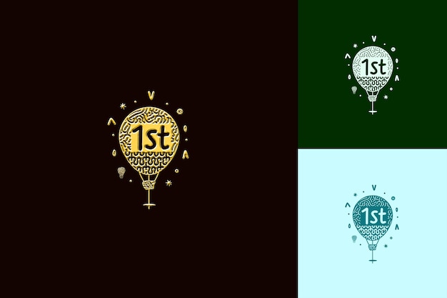 Fun Logo With Text 1st Emblem Logo With A Balloon Shape And Vector Abstract Design Collections