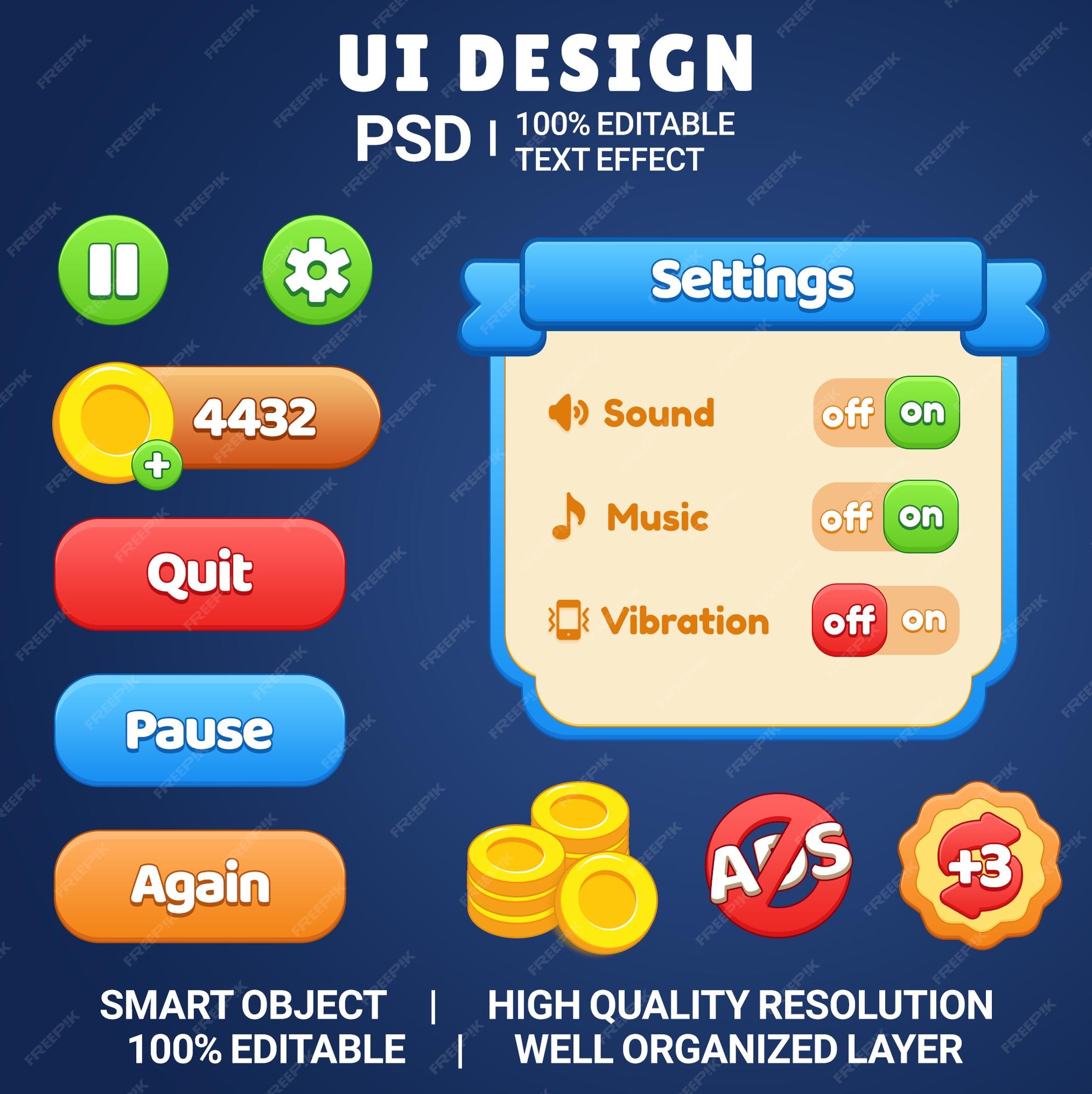 Premium PSD | Game UI Kit 2D game Ui User Interface Casual game UI UI Kit UI Art Cartoon game Ui ...