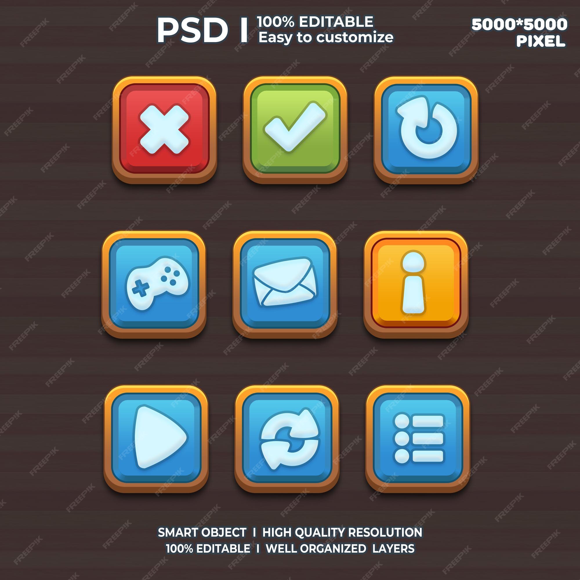 Premium PSD | Game UI Kit game ui elements game ui buttons game ...