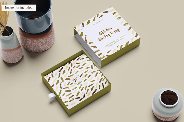 Premium PSD | Gift Box Mockup for showcasing your design to clients Premium PSD | Gift Box Mockup for showcasing your design to clients