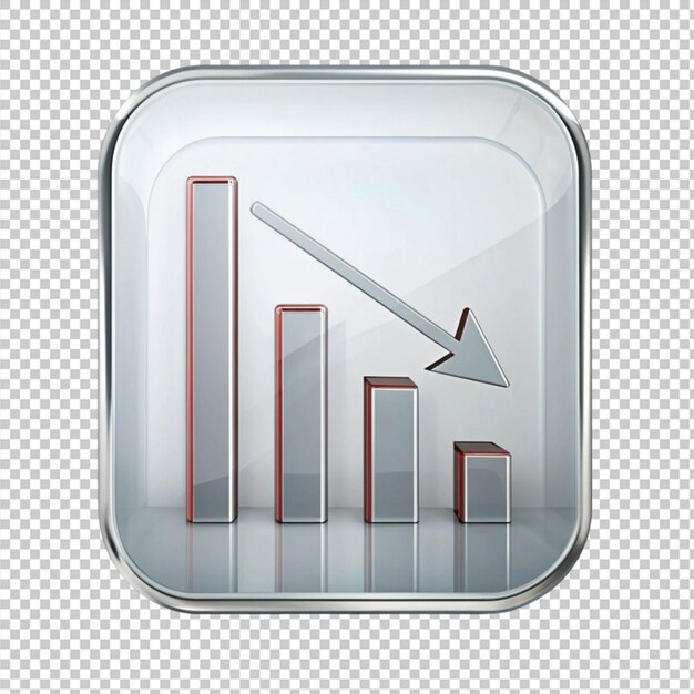 Glass graph decrease icon | Premium AI-generated PSD