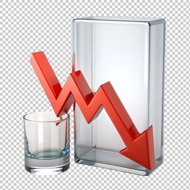 Glass graph decrease icon | Premium AI-generated PSD