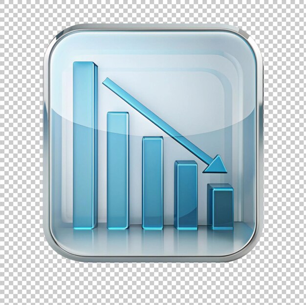 Glass graph decrease icon | Premium AI-generated PSD
