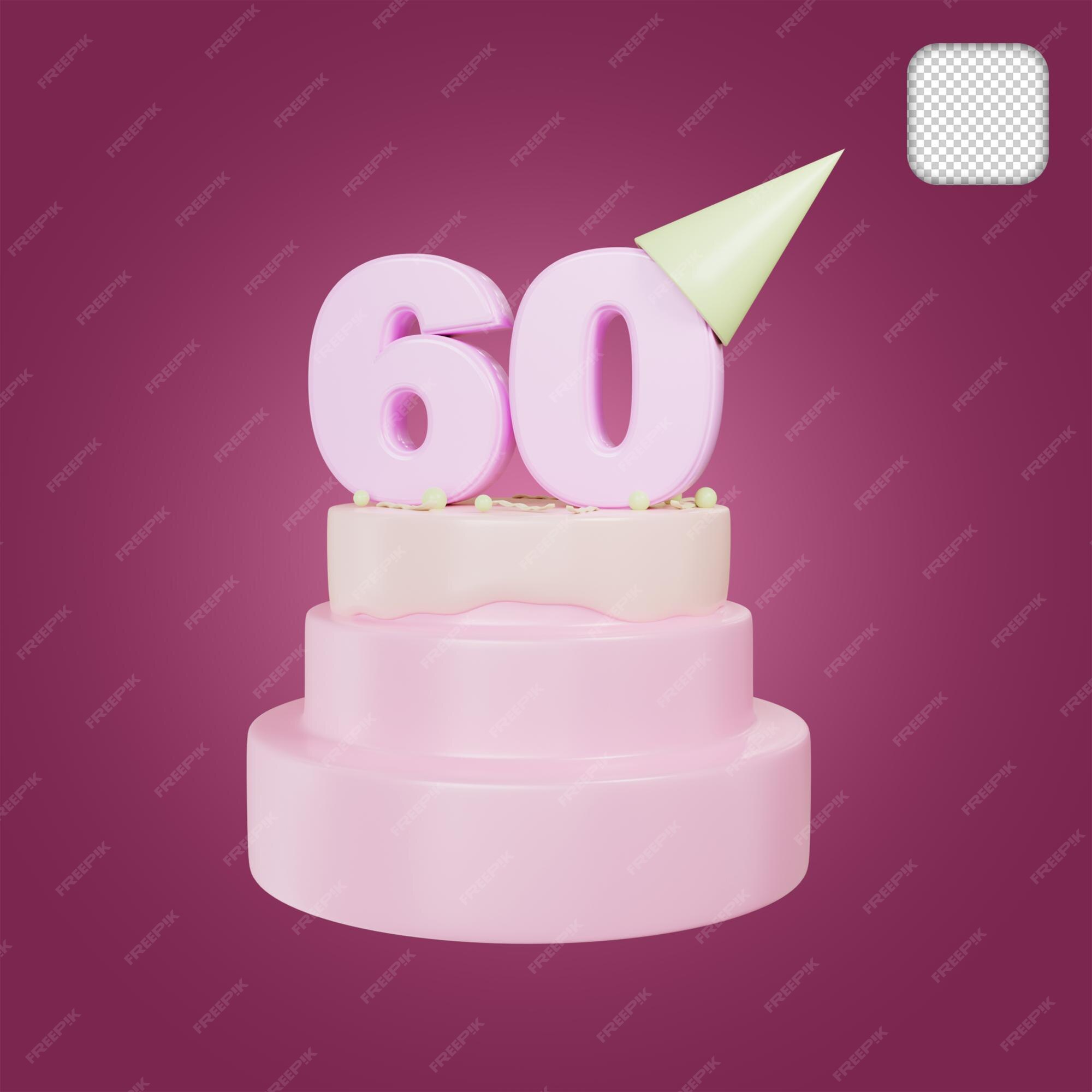Premium Psd Happy Birthday 60 Year Old 3d Illustration