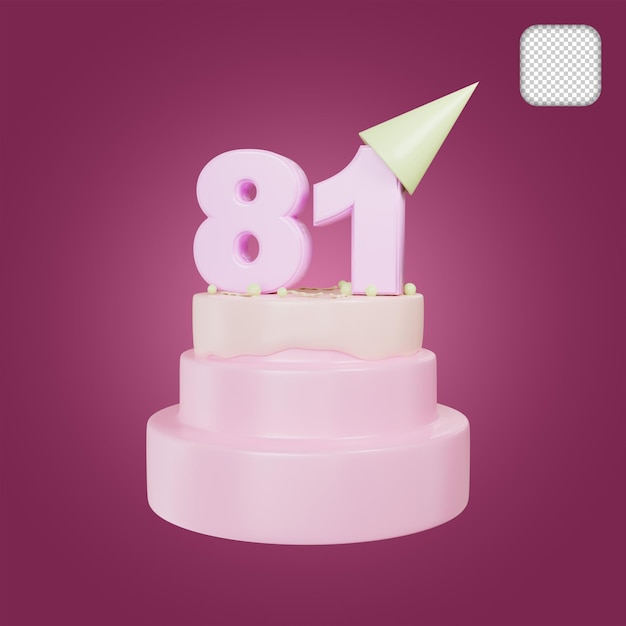 Premium Psd Happy Birthday 81 Year Old 3d Illustration