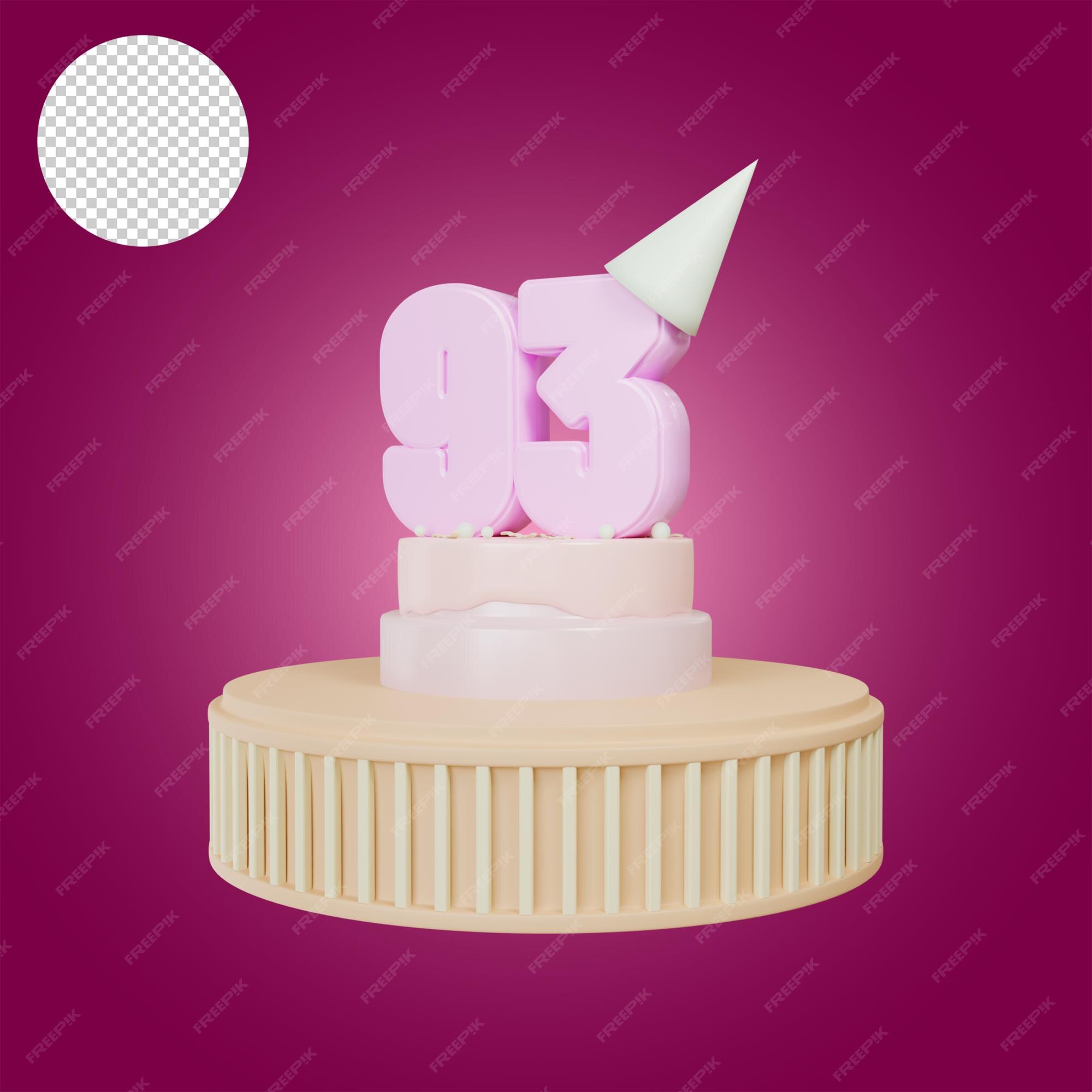 Premium Psd Happy Birthday 93 Year Old 3d Rendering