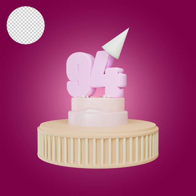 Premium Psd Happy Birthday 94 Year Old 3d Rendering