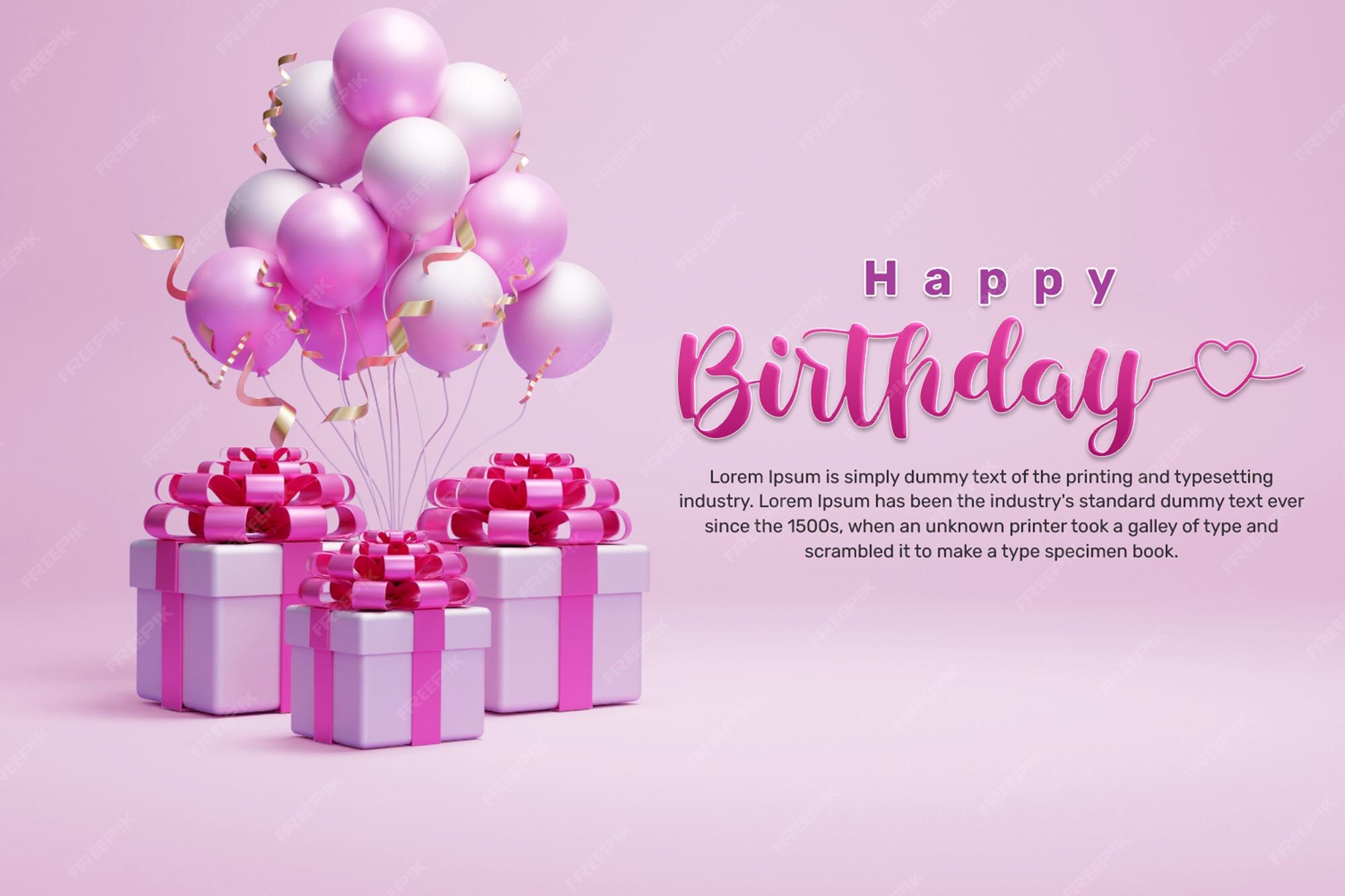 Premium Psd Happy Birthday Banner Background Design With Realistic