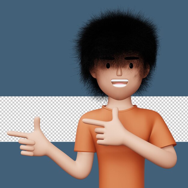 Premium Psd Happy Excited Man Pointing To The Side Cute Cartoon