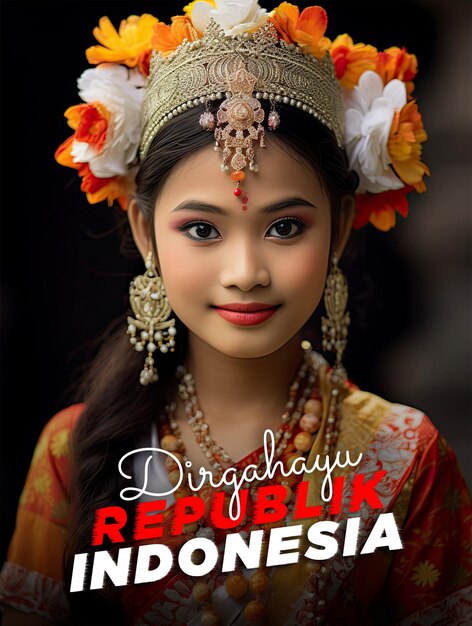 Indonesian Republic Independence Day Poster Of A Girl In Traditional